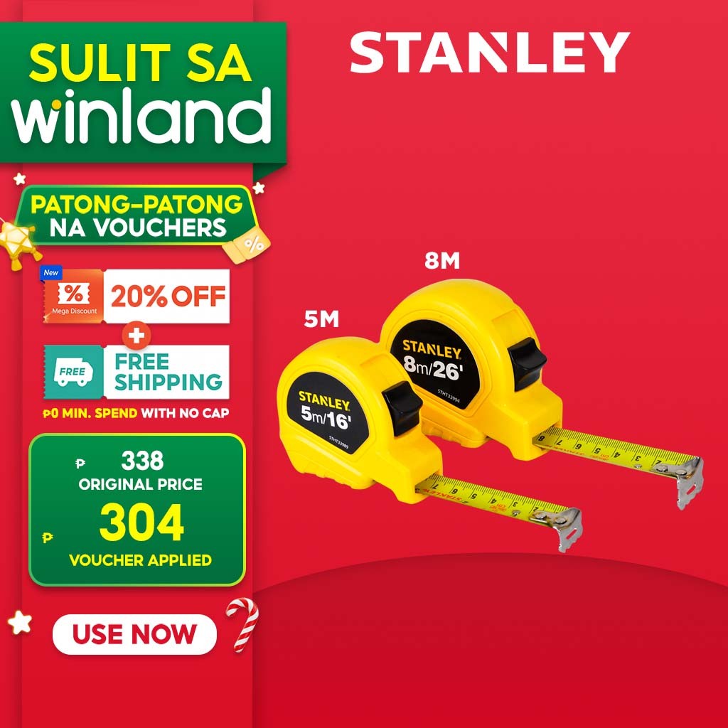 Stanley by Winland Basic Steel Measuring Meter Tape Measure Yellow ...