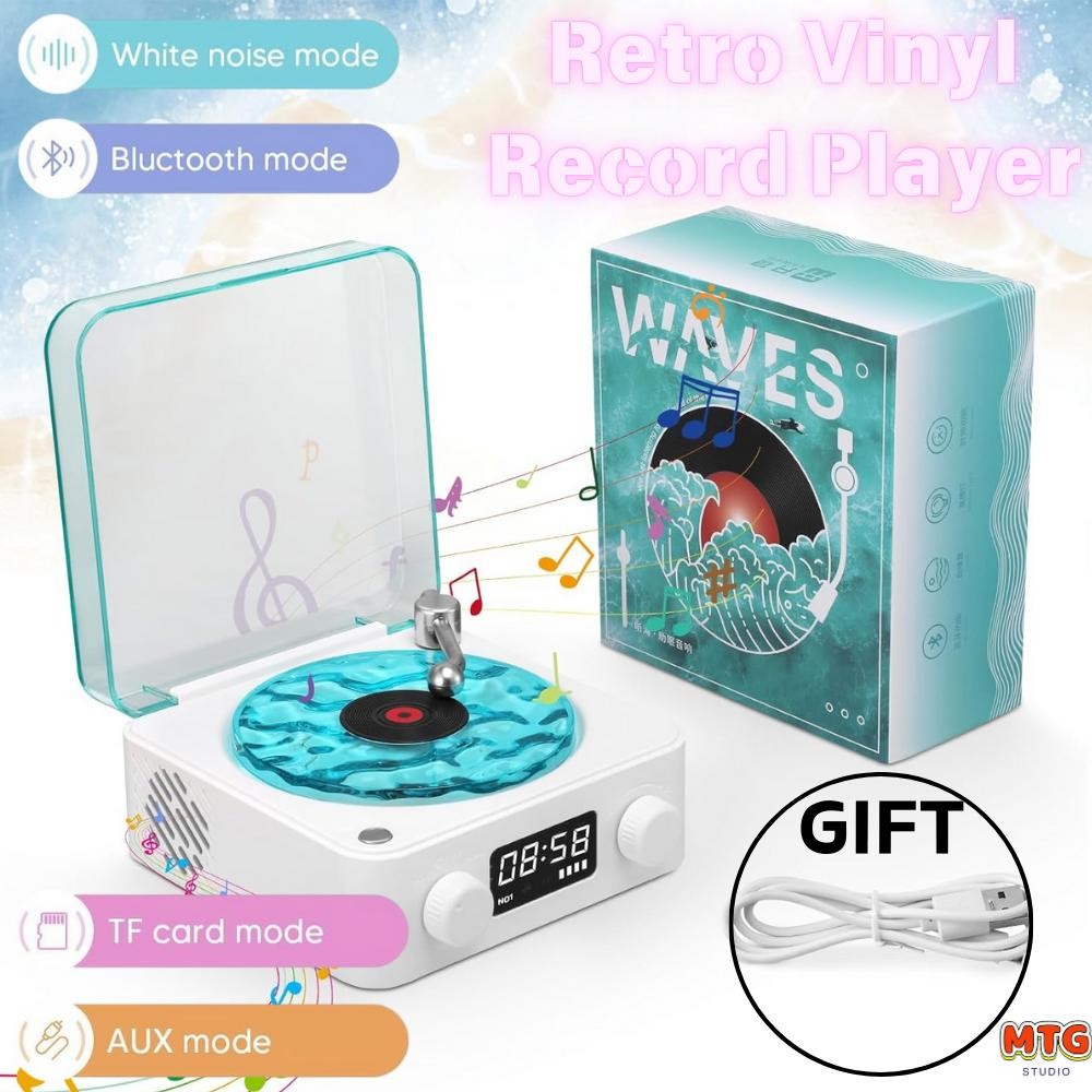 Retro Vinyl Record Player with Bluetooth Speaker, Transparent Turntable ...