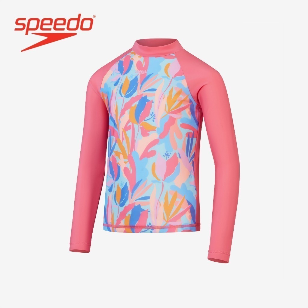 Speedo Kids Girl's Swimwear - Girls Printed Long Sleeve Rash Top - Pink ...