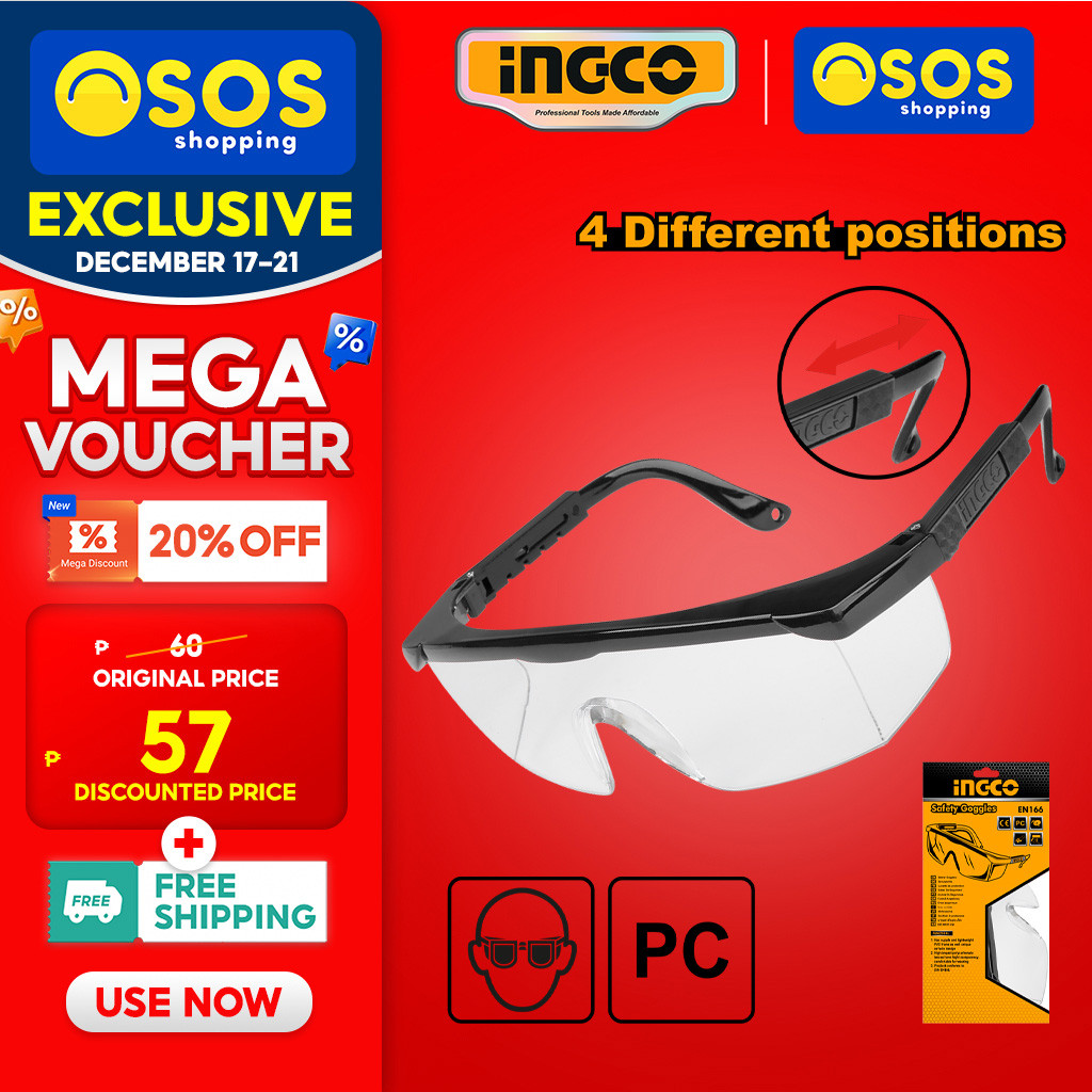 INGCO by OSOS Super Select Safety Goggles Eye Protector Shield HSG142 ...