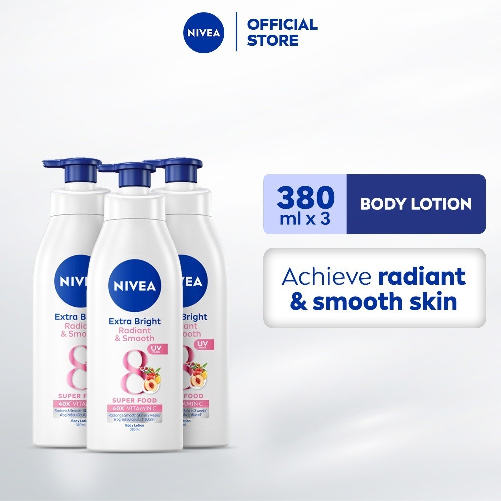 PACK OF 3 NIVEA Body Lotion Extra Bright Radiant and Smooth Lotion ...