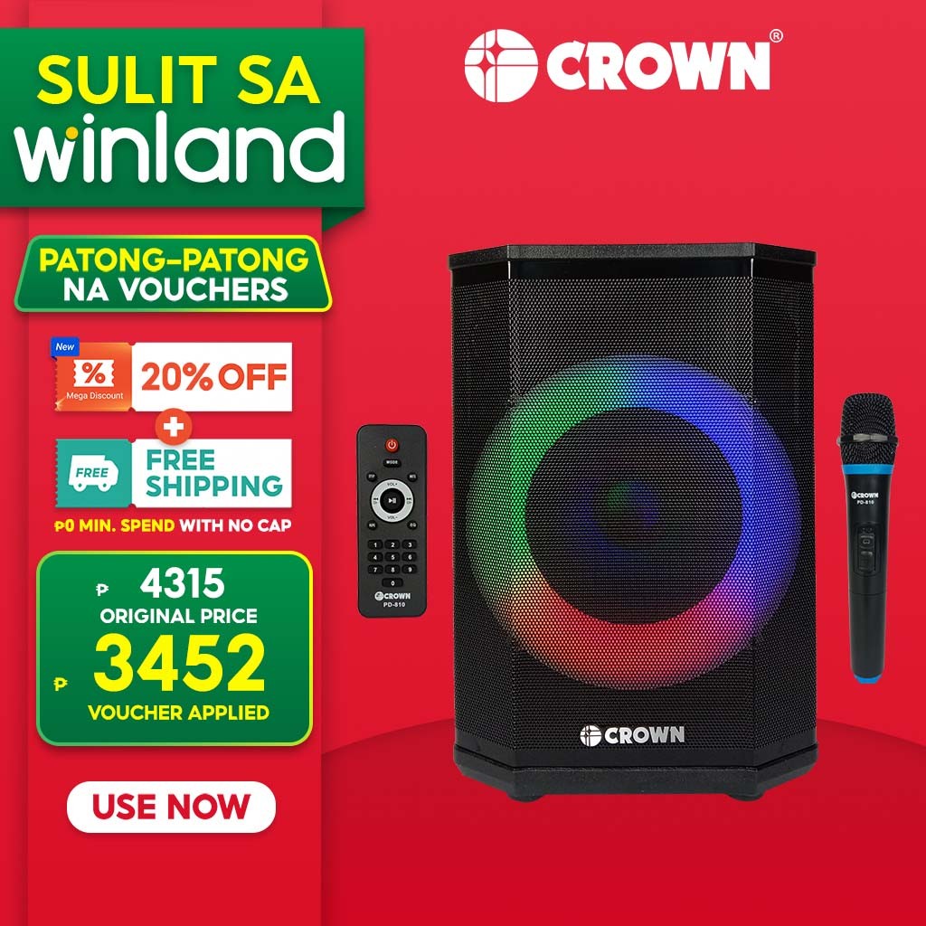 Crown by Winland Portable Dancing Light Speaker with BT/USB/FM/AUX ...
