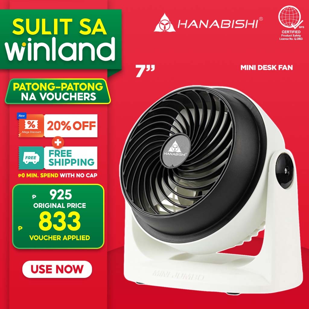 Hanabishi by Winland Mini Jumbo Desk Floor Fan High Velocity Cool ...