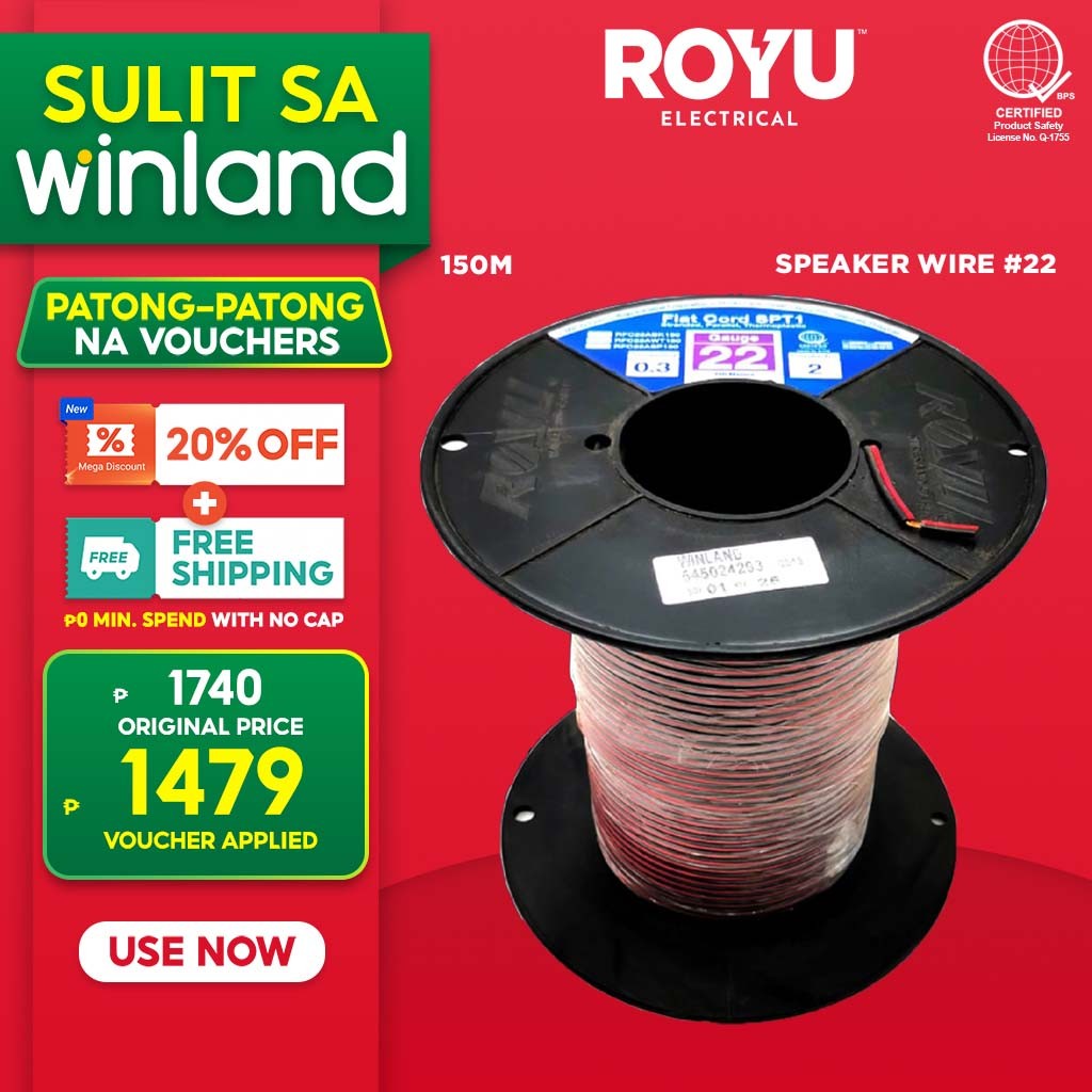 Royu by Winland Speaker Wire AWG 22 150 meters Pure Copper Red & Black Home Car Audio ...