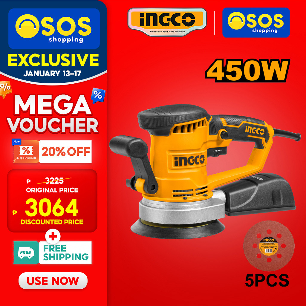 INGCO by OSOS Industrial Rotary Sander Sanding Machine 450W RS4508 ...