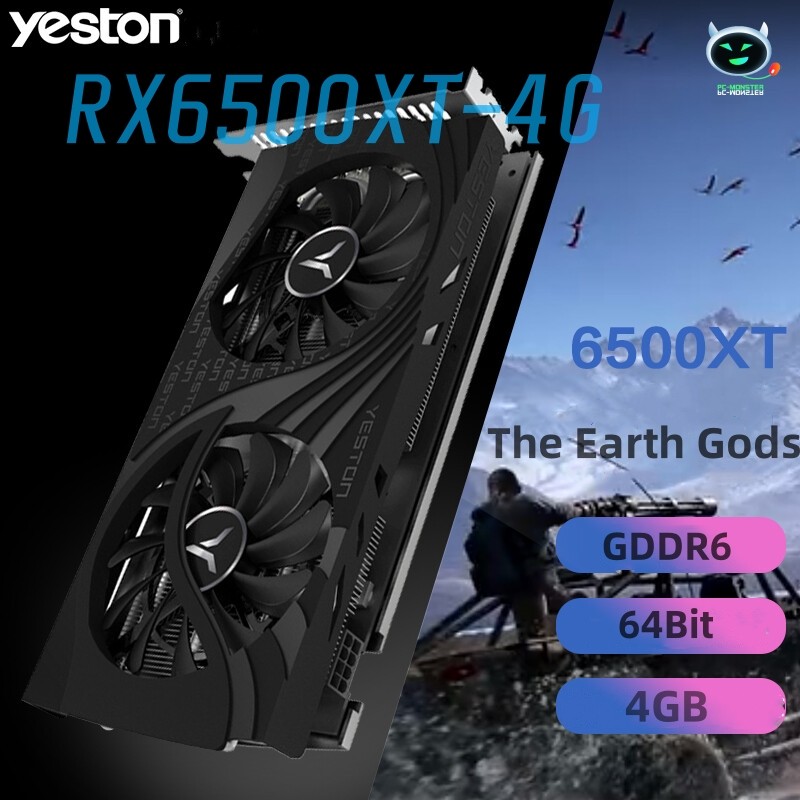 ⚖Yeston RX6500XT-4G D6 Gaming Graphics Cards GPU 64Bit/GDDR6 Memory 2 ...