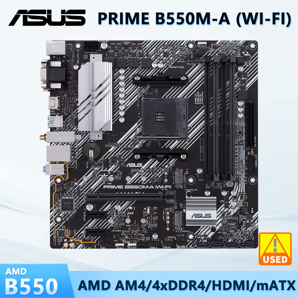 ASUS B550 Motherboard PRIME B550M-A (WI-FI) Supports Ryzen 5 5600G 5600 ...