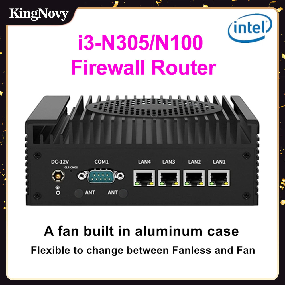 Firewall Mini PC 12th Gen Intel i3 N305 N100 Soft Router 4x i226-V 2.5G DDR5 2*COM Industrial C ...