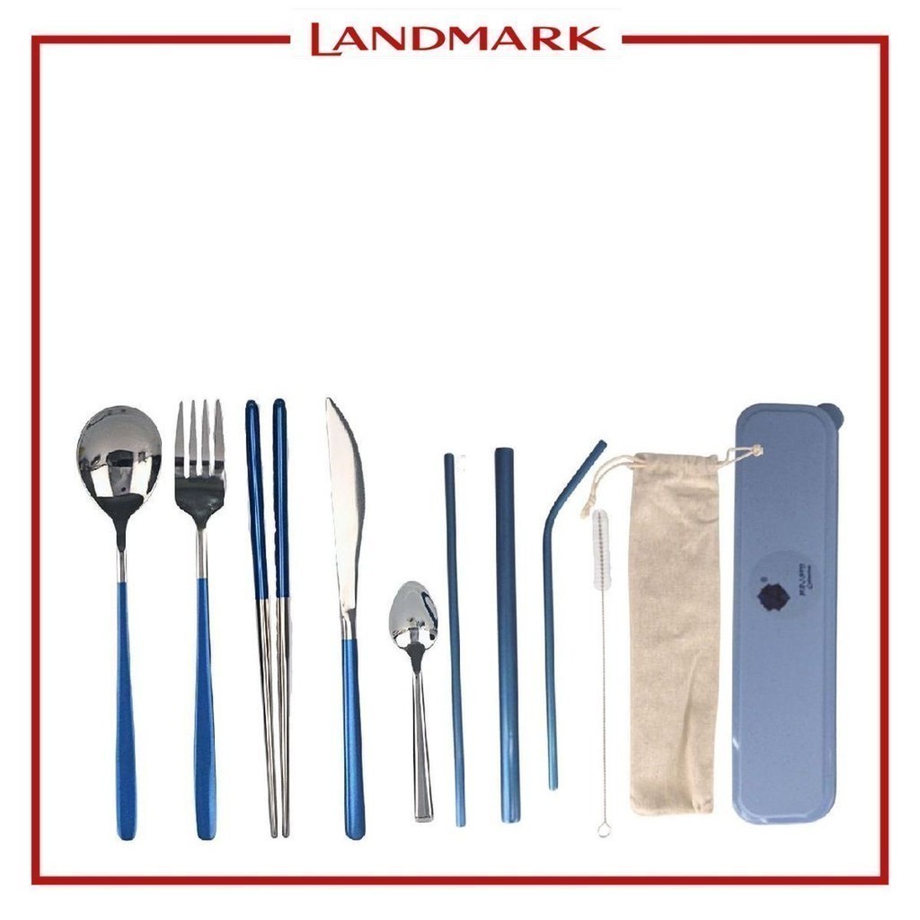 Landmark Portable Travel Cutlery Set With Case And Pouch - Blue ...