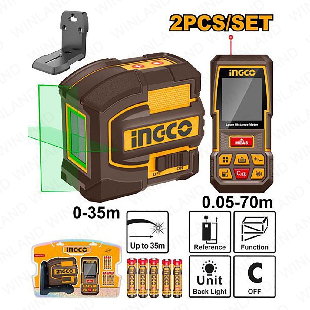 Ingco by Winland 2PCS/SET Laser Level and Distance Measuring Kit ...