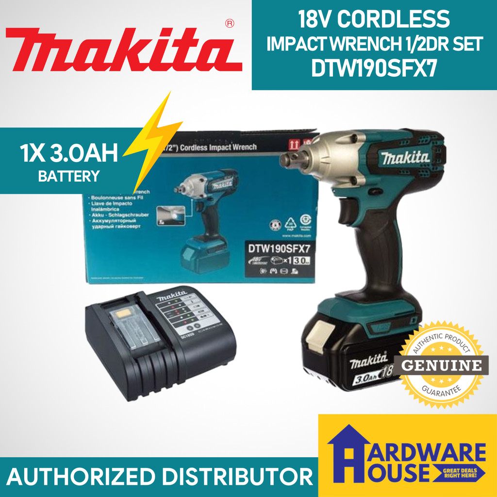 ORIGINAL MAKITA 18V Cordless Impact Wrench 1/2" Drive Set DTW190SFX7 ...