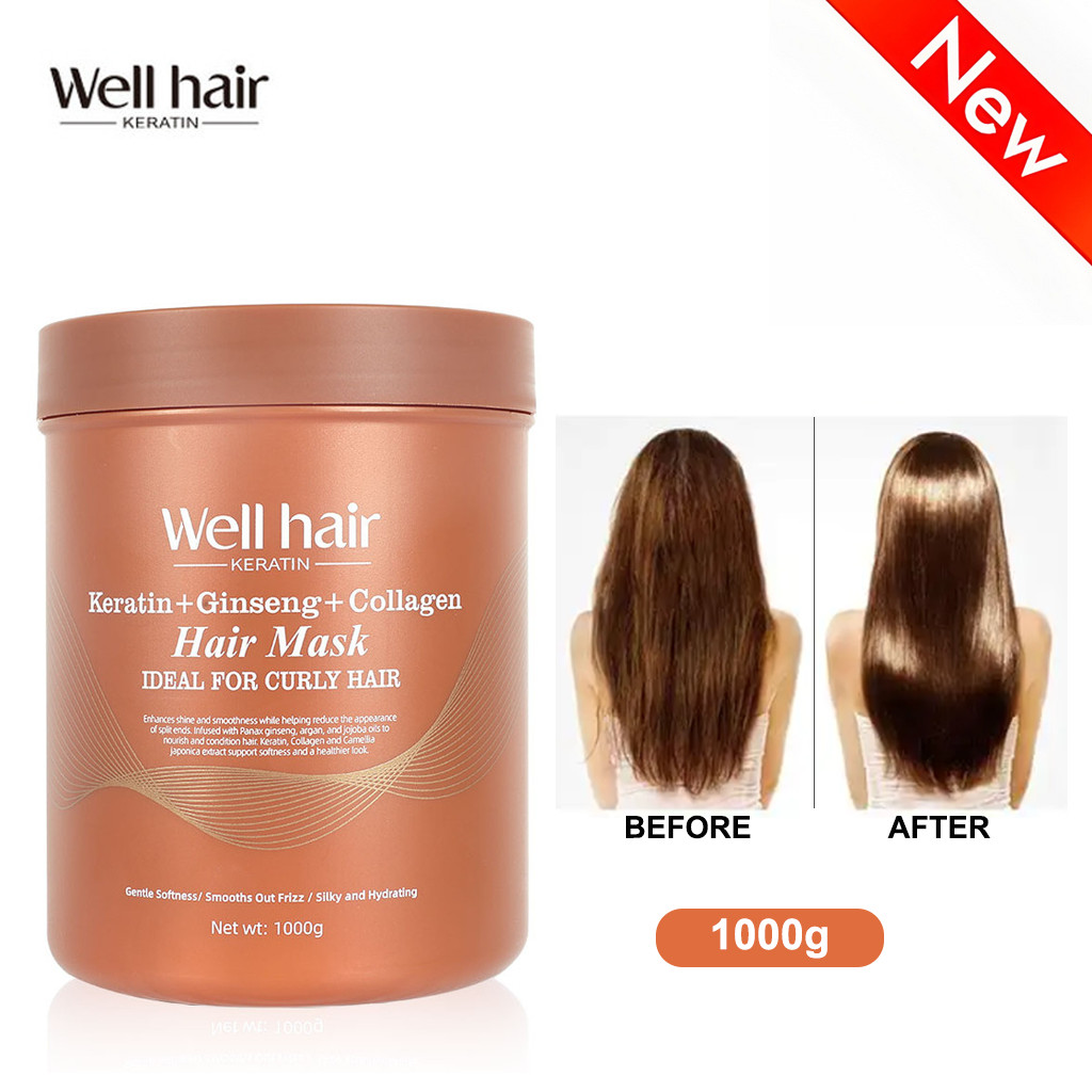 Well Hair Keratin+Ginseng+Collagen Hair Mask Repair Damage Dry Frizzy ...