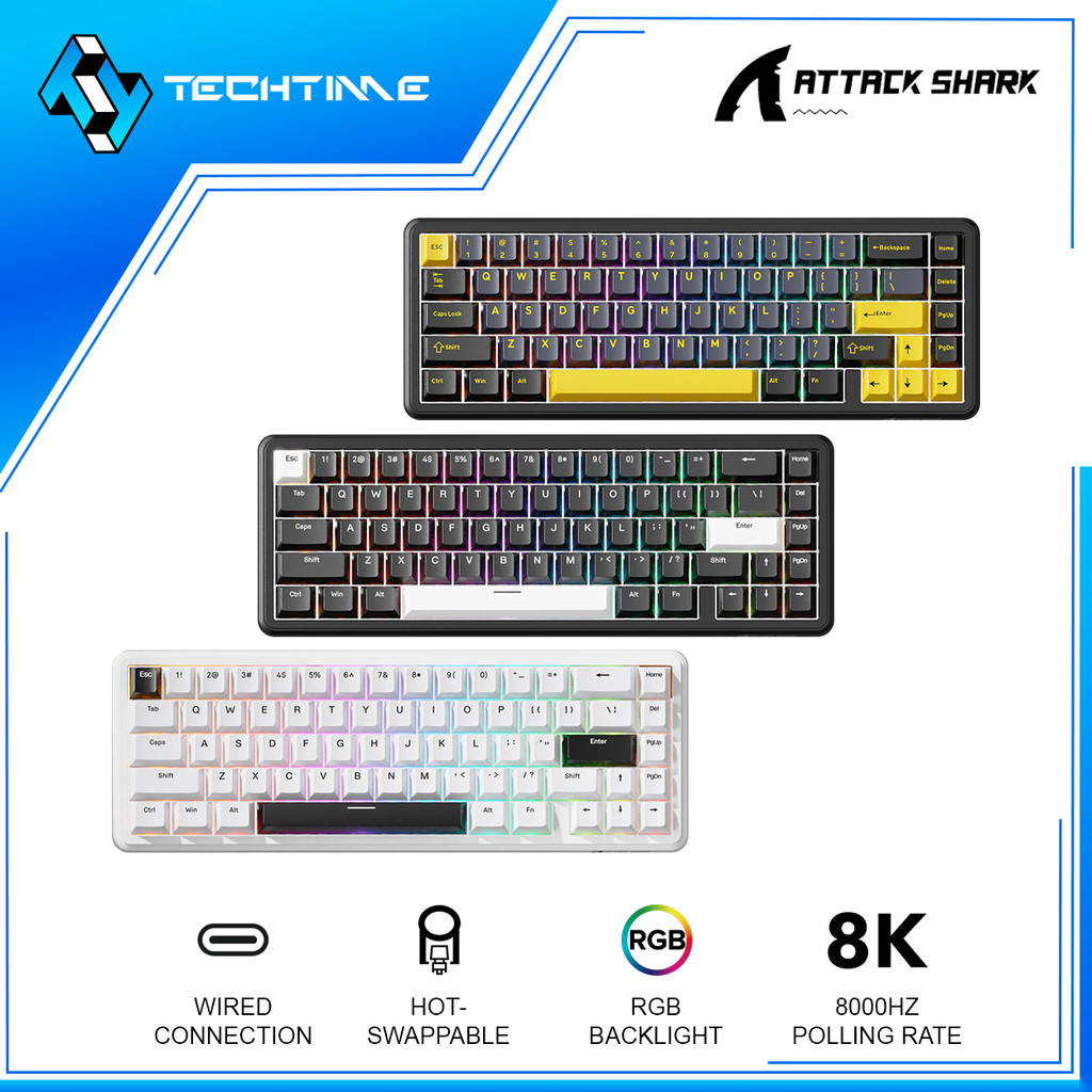 Attack Shark X65 HE 65% Wired 8KHz Rapid Trigger Mechanical Gaming ...