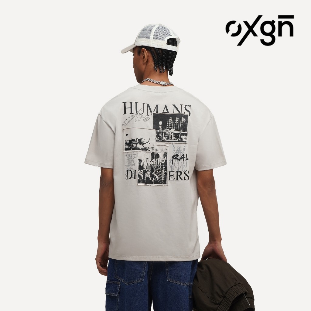 OXGN Humans Are Natural Disasters Graphic T-Shirt For Men (Bone ...