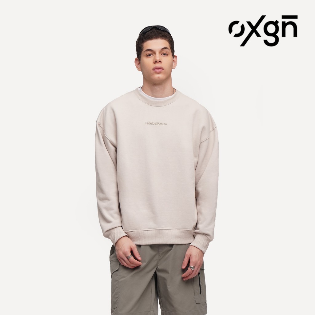 OXGN Misbehave Embroidered Pullover For Men (Bone) | Shopee Philippines