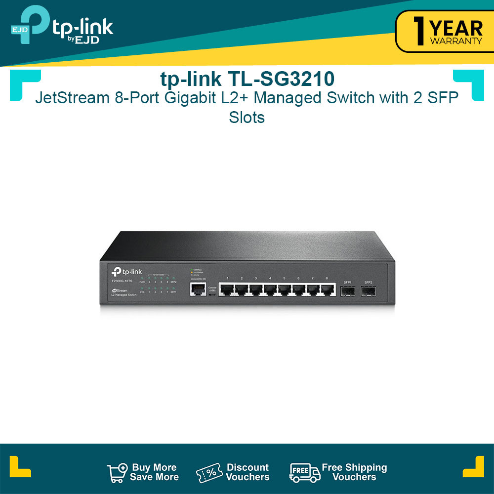 tp-link TL-SG3210 JetStream 8-Port Gigabit L2 Managed Switch with 2 SFP ...