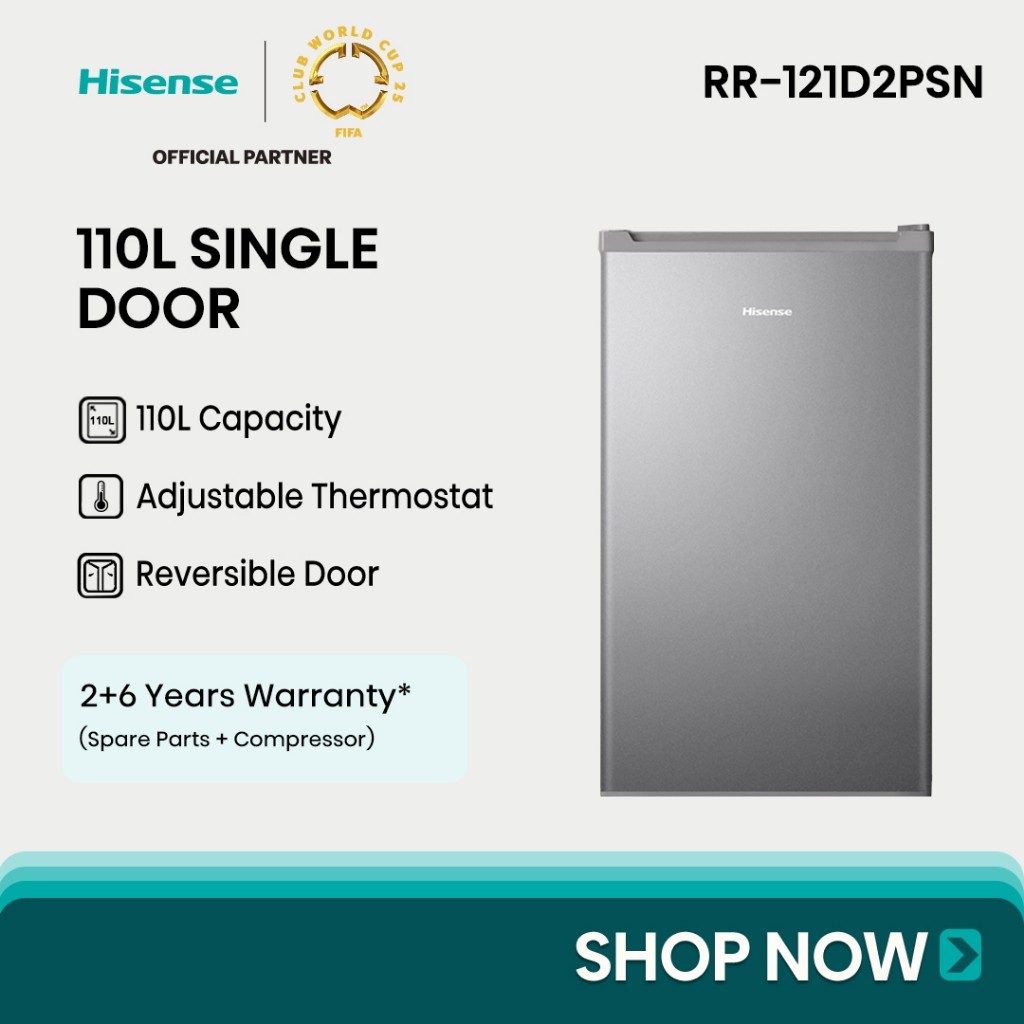 Hisense 3.3 cu.ft Refrigerator │Single Door │110L│(RR121D2PSN) | Shopee ...