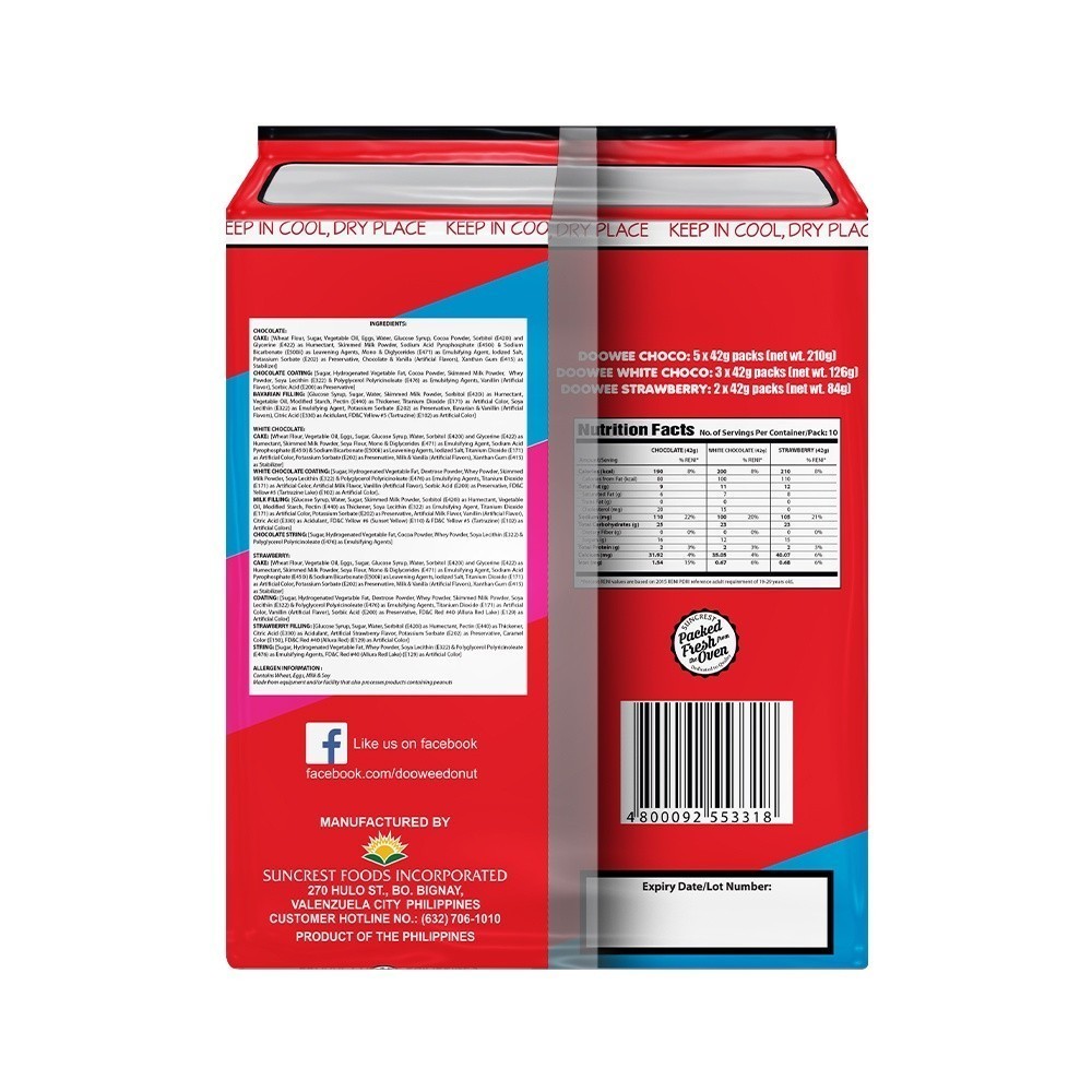 Doowee Donut Assorted 42g x 10pcs | Shopee Philippines