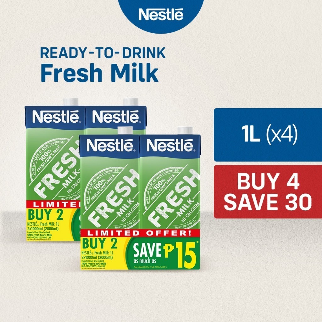 [BUY 4 SAVE 30] Nestle Fresh Milk 1L | Shopee Philippines