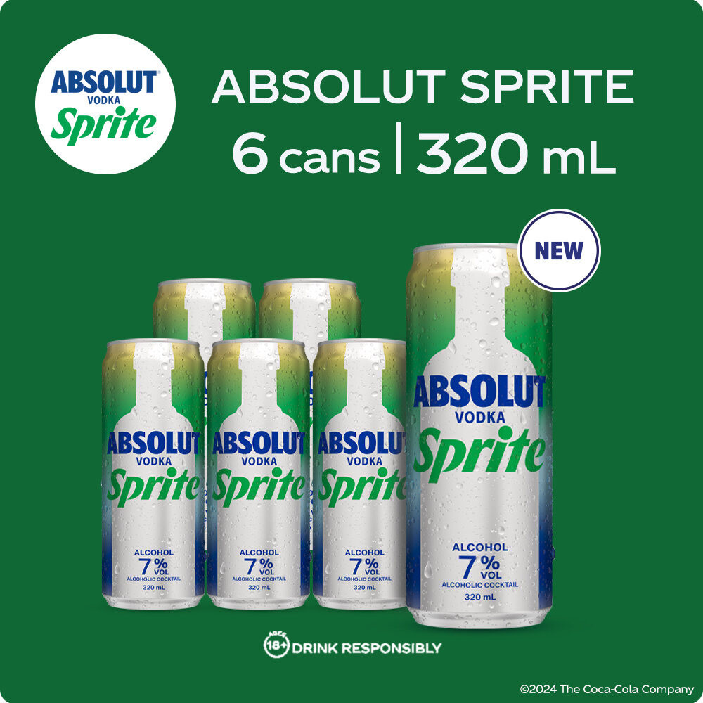 Absolut Vodka & Sprite 320ml 7% Alcohol - Pack of 6 | Shopee Philippines
