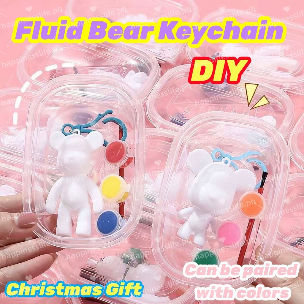 Christmas Gift DIY Fluid Bear Keychain Fluid Trend Bear Colored Bear ...
