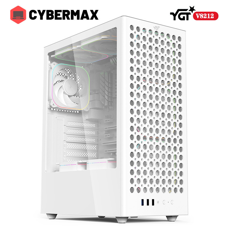 YGT Gaming Pc Case Mesh Panel Side With Tempered Glass Mid Tower Micro ...