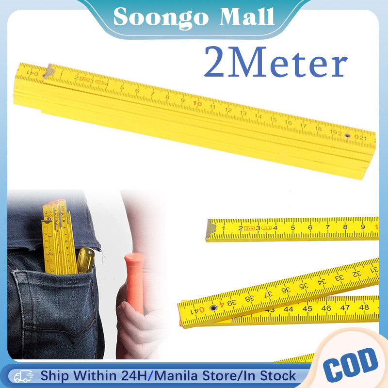 2Meter Professional Carpenter Folding Wood Rule With Dual Scale For ...
