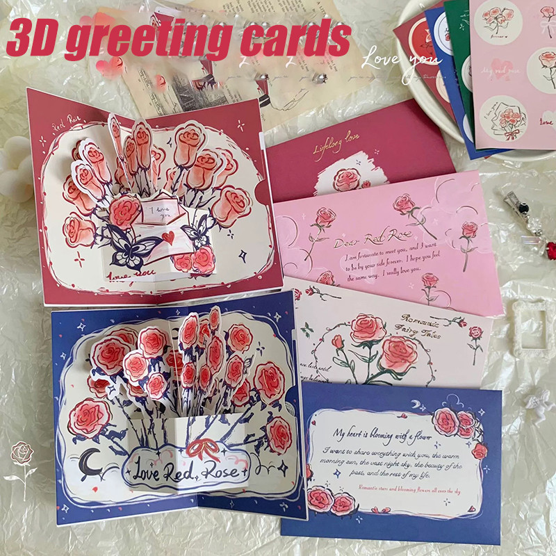 Surprised 3D Greeting Card Pop Up Love with Envelope Valentine's Day ...