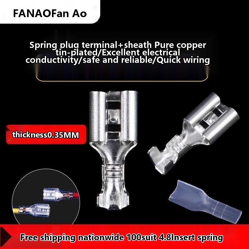 4.8 Spring+Sheath Cold pressed Wiring Terminal Plug in Thick Copper ...