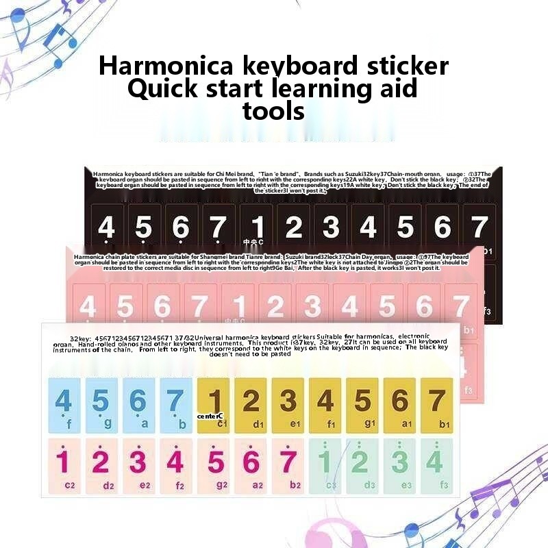 Stickers with 37 key 32 key, organ phonetic symbols stickers, numerical ...
