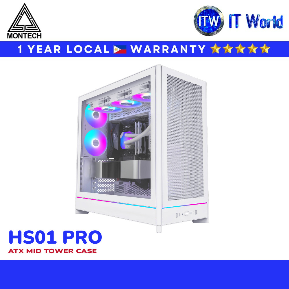 Montech HS01 Pro ATX Mid-Tower High-Airflow Reversible Layout PC Case ...