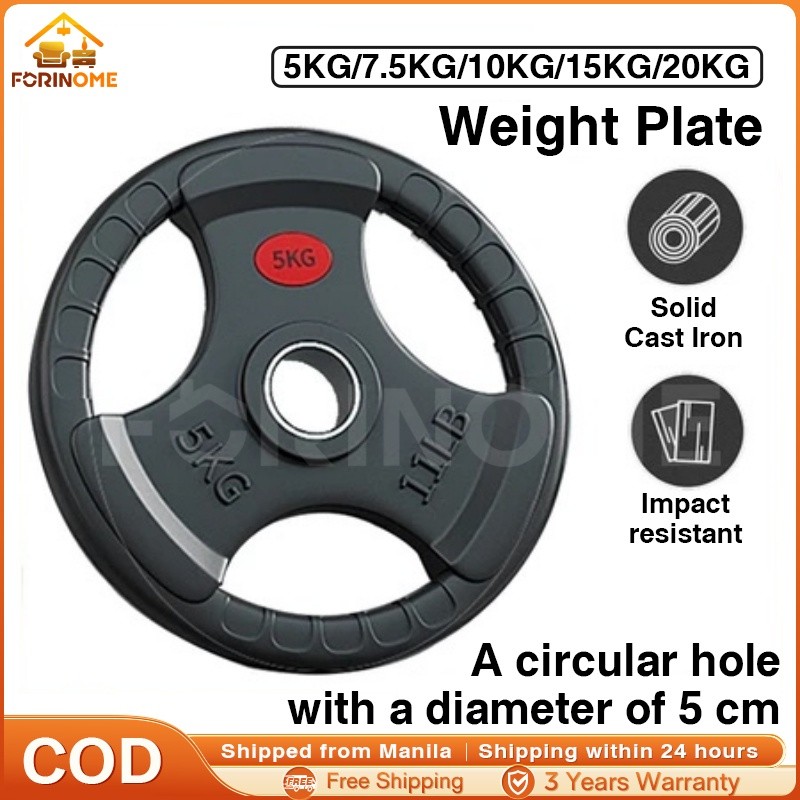 Tri Grip Olympic Weight Plate (5 to 20 KG) Rubber Coated Cast Iron ...