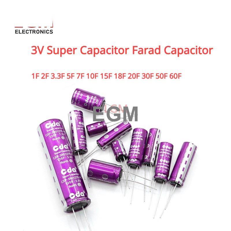3V Super Capacitor 1F 2F 3.3F 5F 7F 10F 15F 18F 20F 30F 50F 60F Farad ...