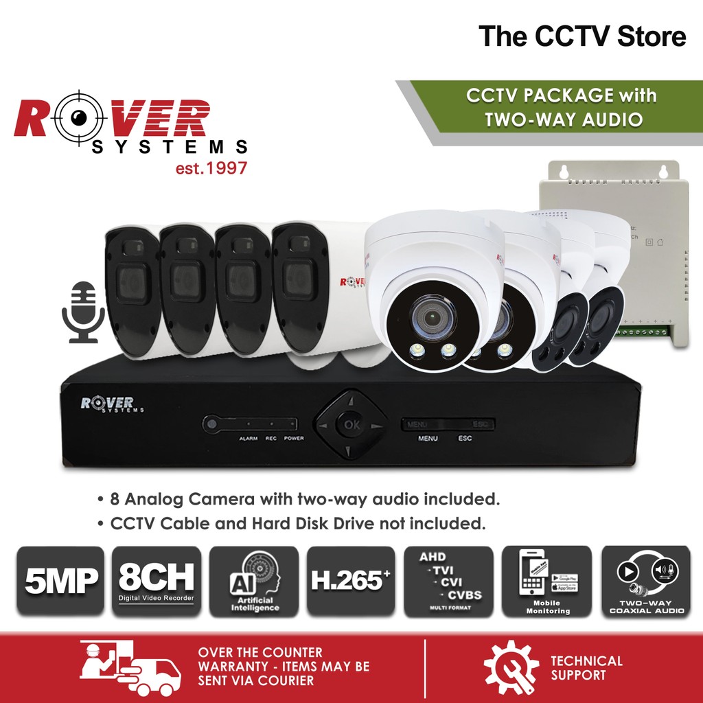 Rover Systems 8 Channel CCTV Package with AUDIO | 8 units 5MP XVI DUAL ...