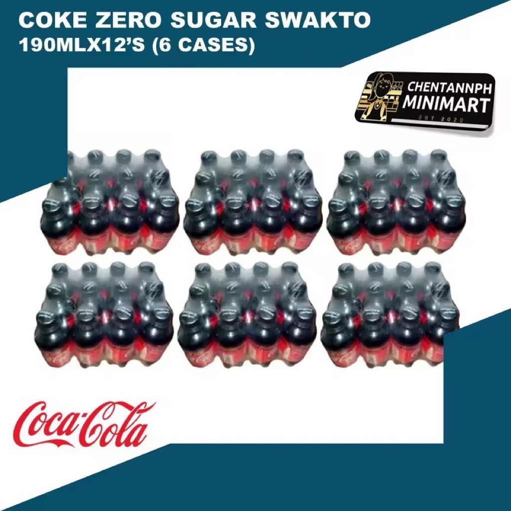 (6 CASES) COCA-COLA Swakto ZERO NO Sugar Softdrinks Beverages Soda 190 ...