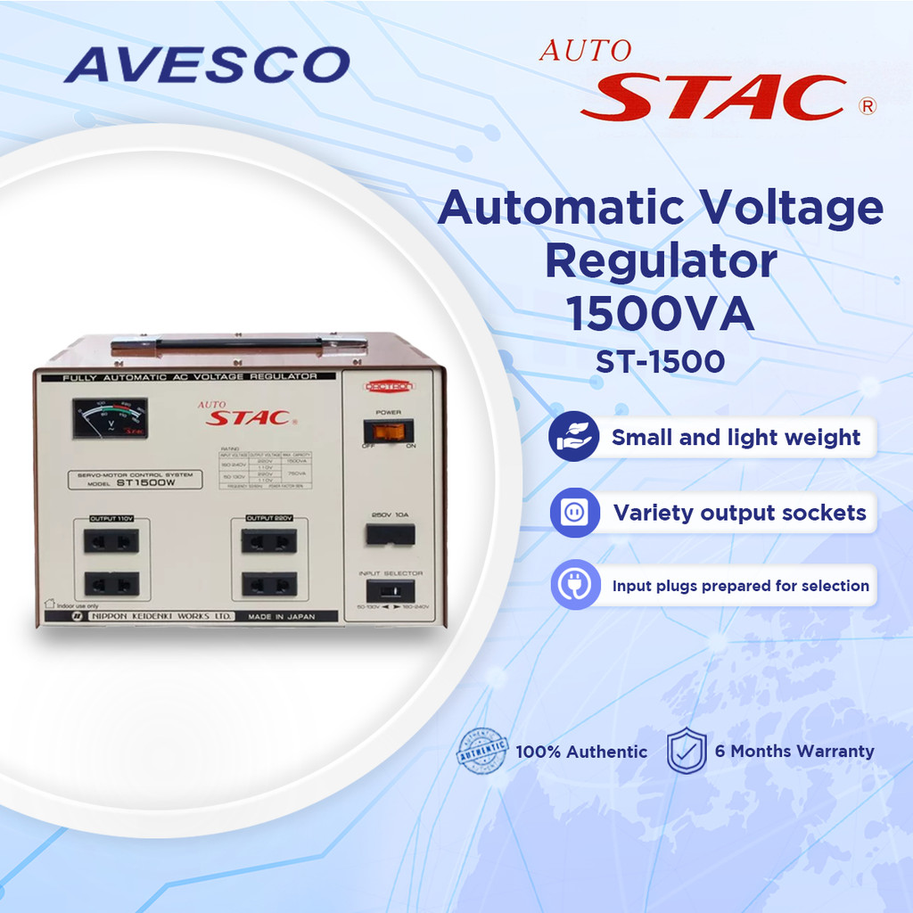 Auto Stac 1500VA AVR Servo Motor Automatic Voltage Regulator ST-1500 ...