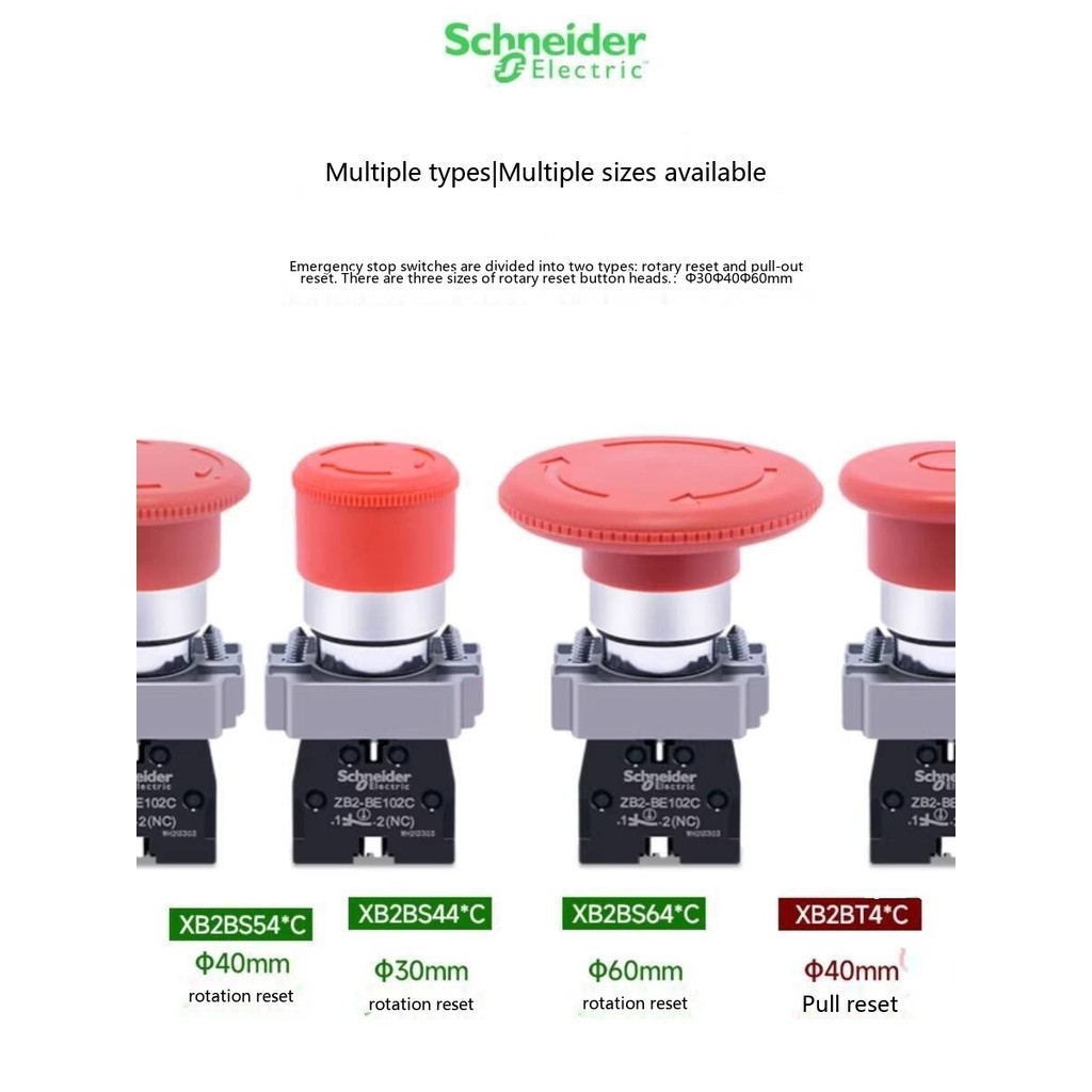 Schneider Emergency Stop Switch XB2BS542C Rotary Reset Emergency Stop ...
