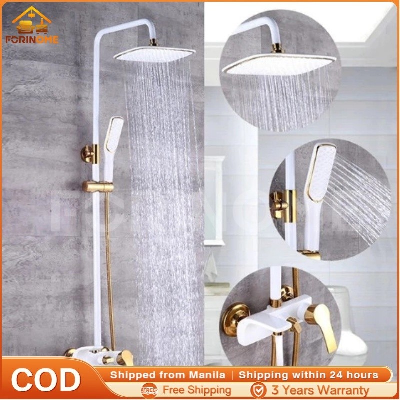 ⚡COD⚡3-in-1 Brass Shower Faucet in White/Black Hot and Cold Water Mixer ...