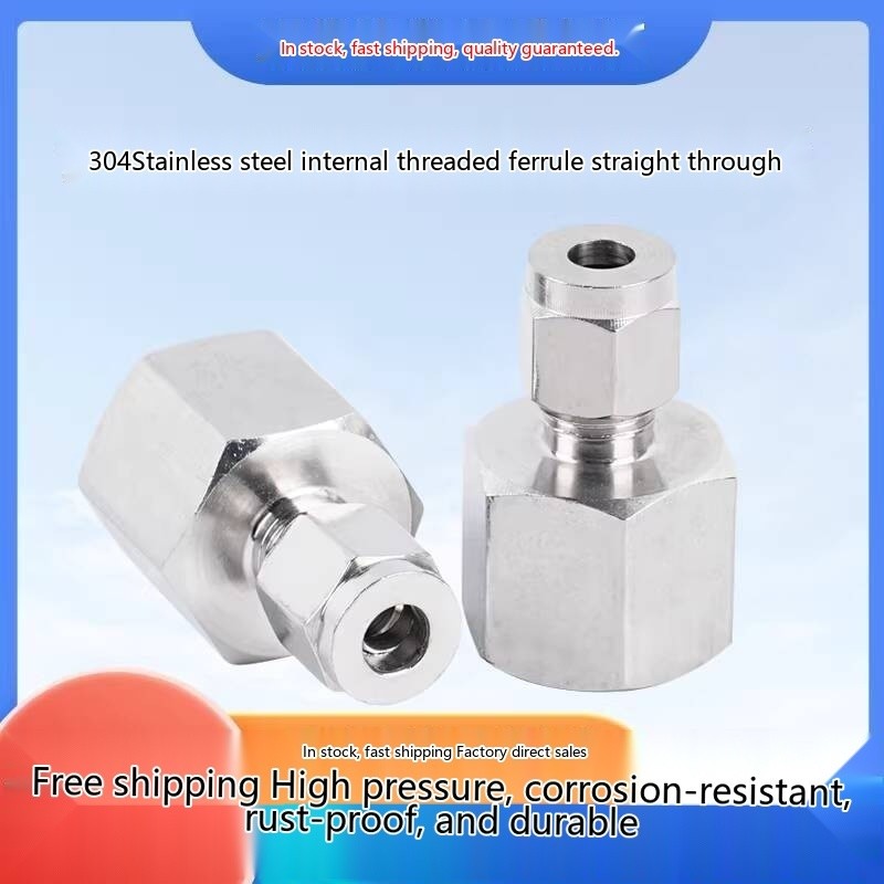 304 Stainless Steel Internal Thread Ferrule Straight Connector Internal ...