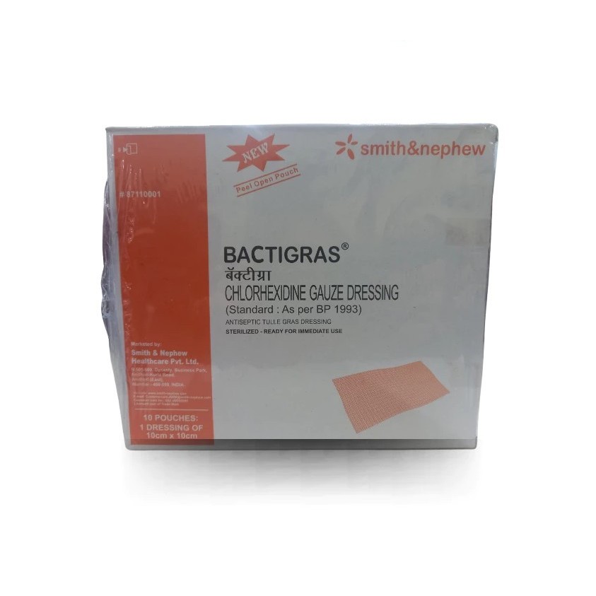 Bactigras Chlorhexidine Gauze Dressing 10cm x 10cm(Antiseptic Tulle ...