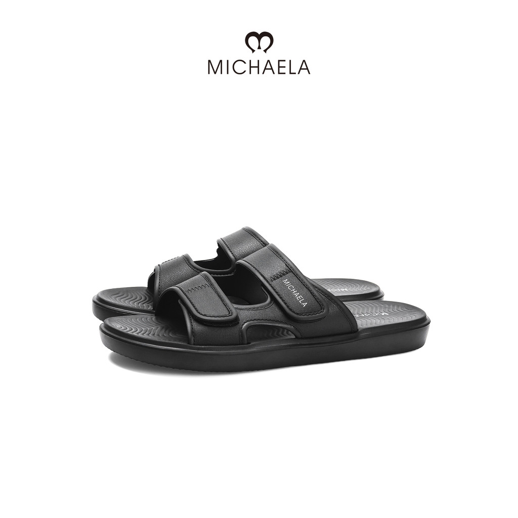 MICHAELA Sleek Velcro Sandals for Men Breathable Comfy Flat Slippers ...