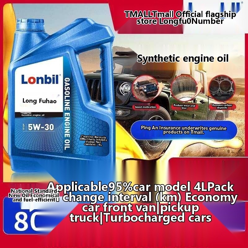 Full Synthetic Motor Oil SJ Grade 5W-30 Gasoline Car Engine Lubricant 4L All-Season Universal ...