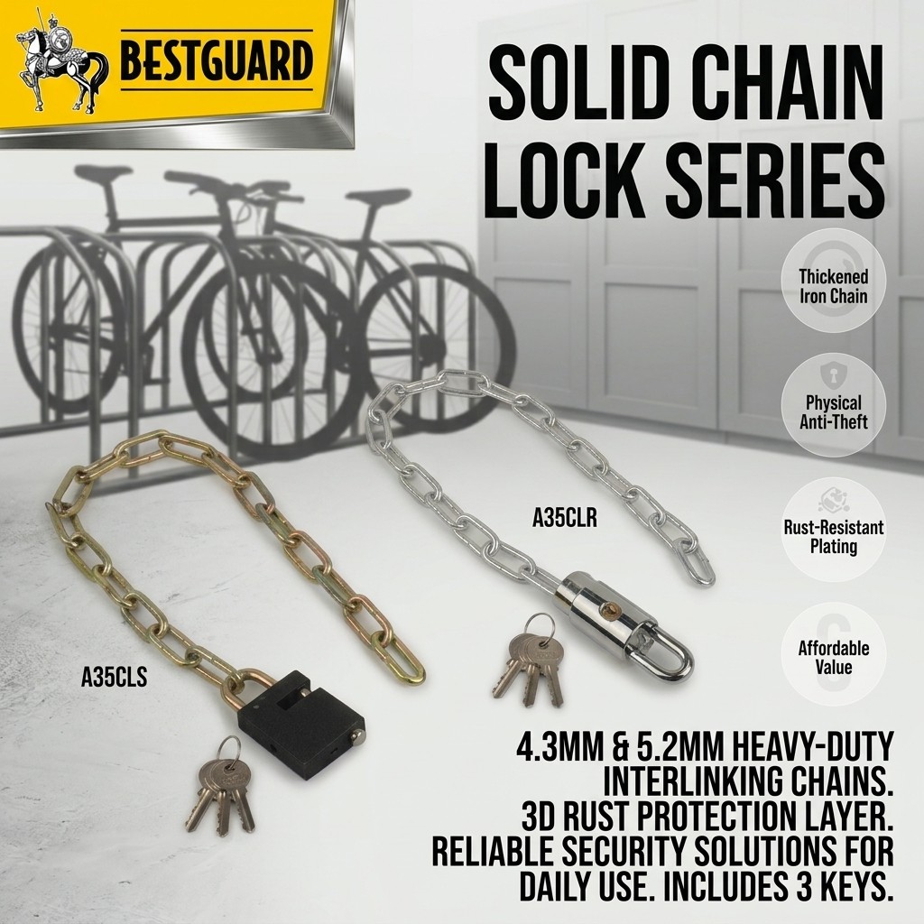 BESTGUARD Chain Lock Anti Theft Heavy Duty Iron for Bicycle Motorcycle ...