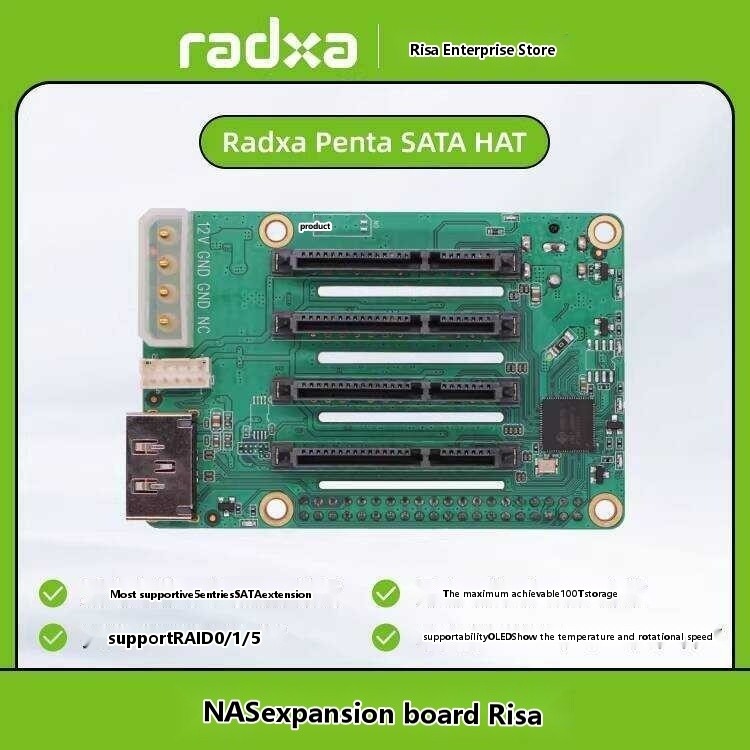 COD/Risa Radxa Penta SATA Expansion Board Compatible with Various SBC ...