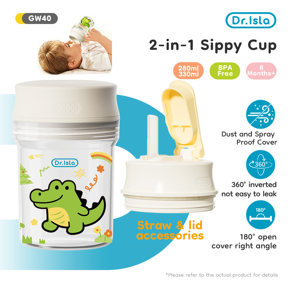 Dr.isla GW40 2 in 1 Cartoon Water Cup For Baby 9oz-11oz Removable ...