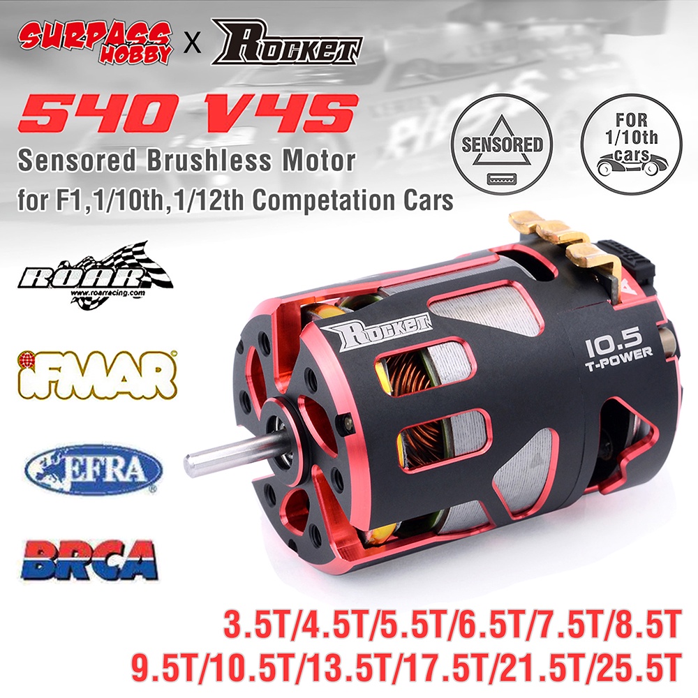 Surpass Hobby Rocket 540 V4S Sensored Brushless Motor for 1/10 RC Drift ...