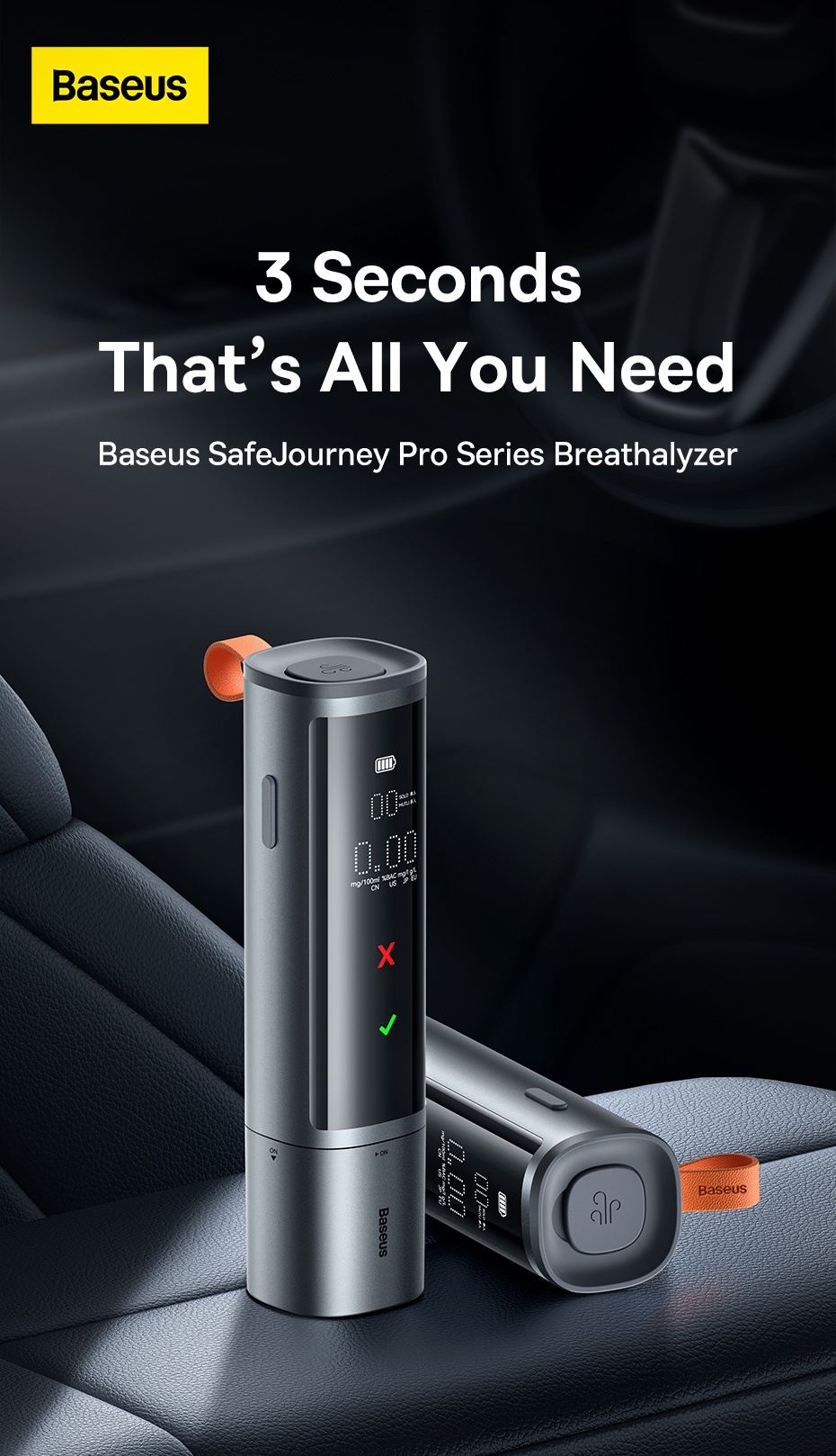 Baseus High Accuracy Alcohol Tester Breathalyzer Alcometer Alcotest ...