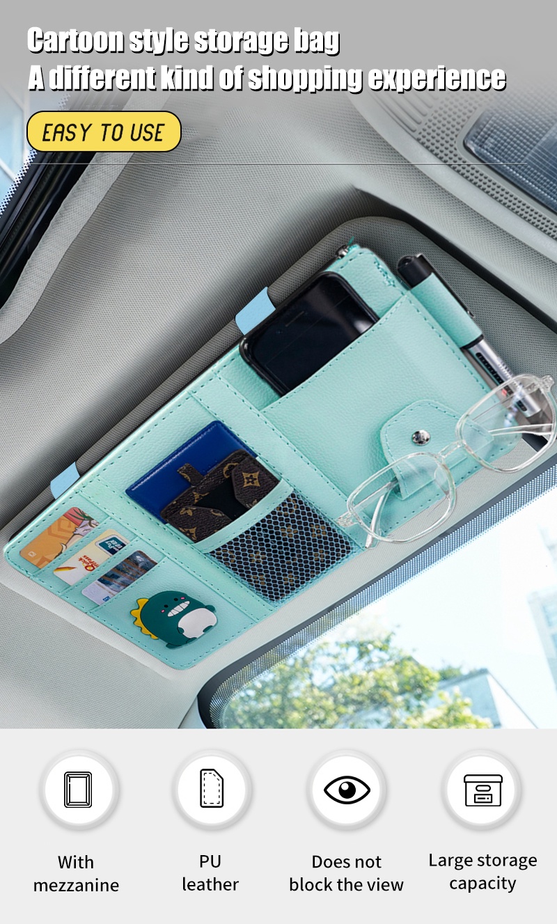 Cartoon Car Organizer Sun Visor Organizer Car Accessories Interior ...