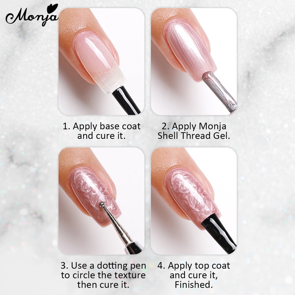 Monja 5ml Thread Shell Nail Gel Polish Pearl Semi-Permanent Uv Base Top ...