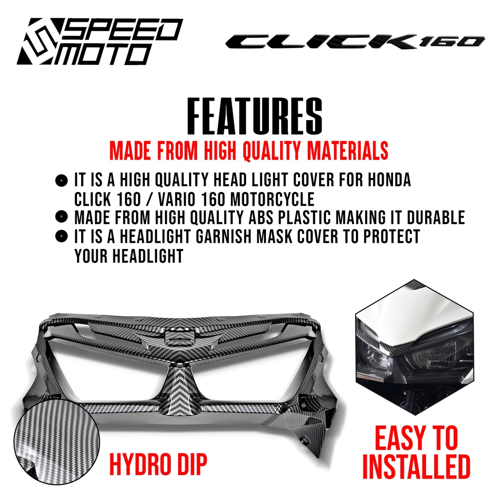 HONDA CLICK 160 HEADLIGHT MASK GARNISH CARBON C-2303 FOR CLICK 160 ...